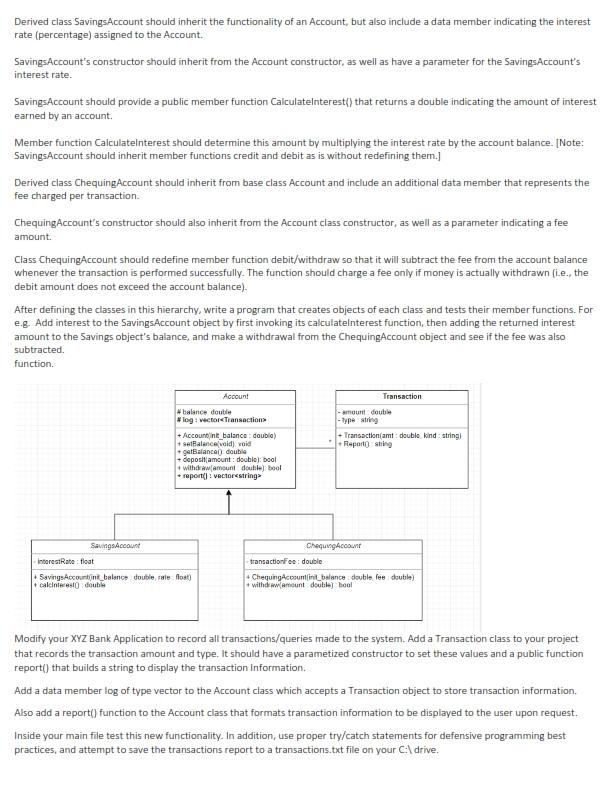 Solved Account balance: double + Accountinit_balance double) | Chegg.com