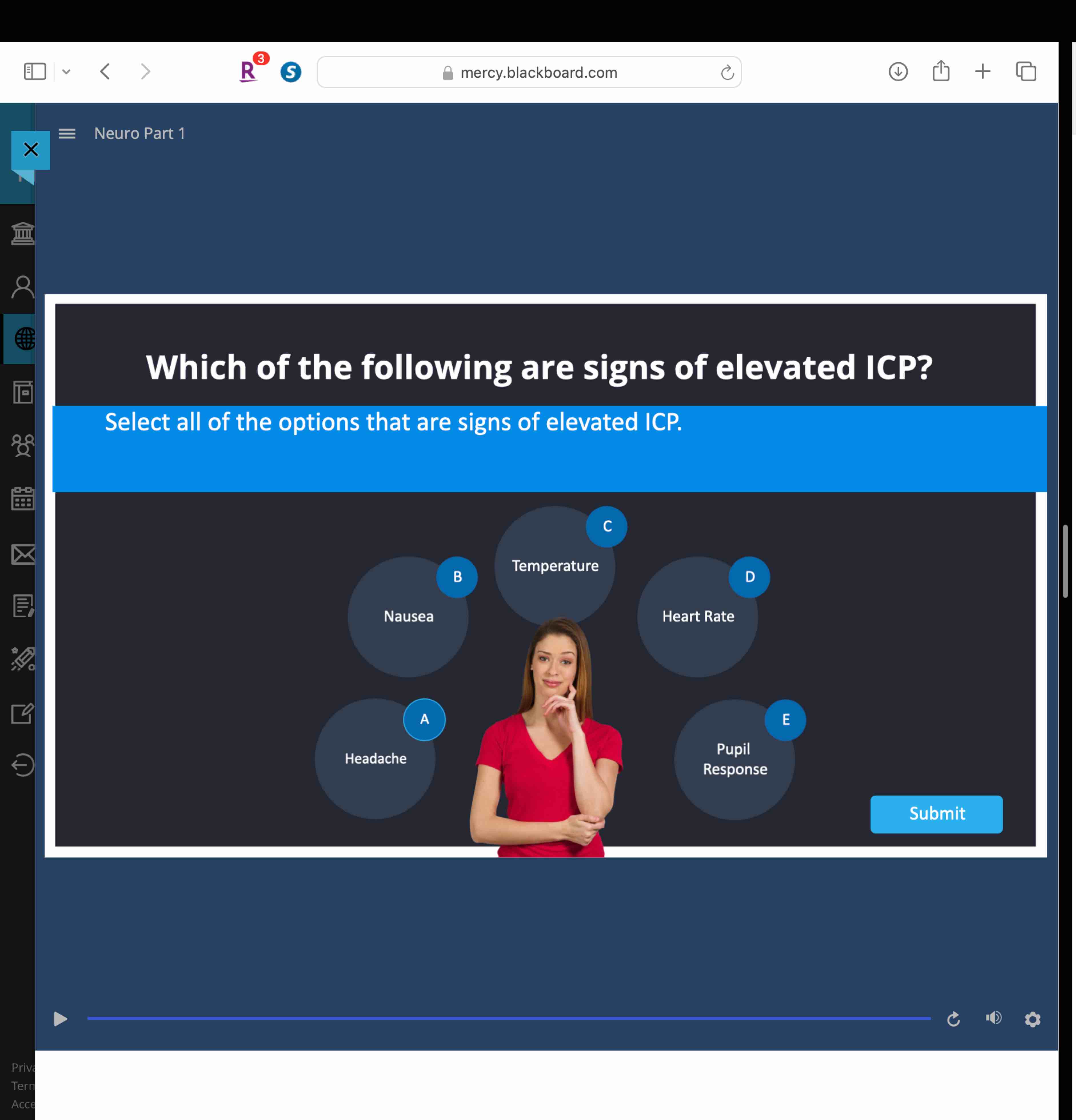 Solved 5mercy.blackboard.comNeuro Part 1Which of the | Chegg.com