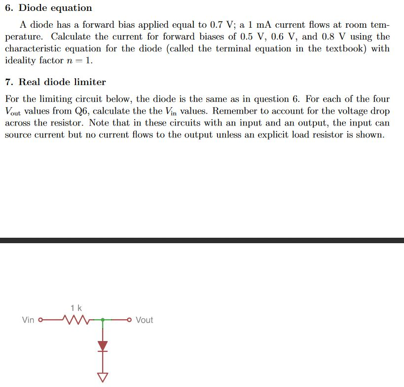 Solved A diode has a forward bias applied equal to 0.7 V; a | Chegg.com