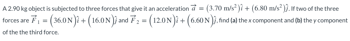 Solved A 2 90 Kg Object Is Subjected To Three Forces That