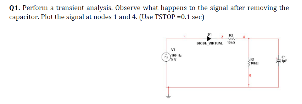 Solved Q1. Perform a transient analysis. Observe what | Chegg.com