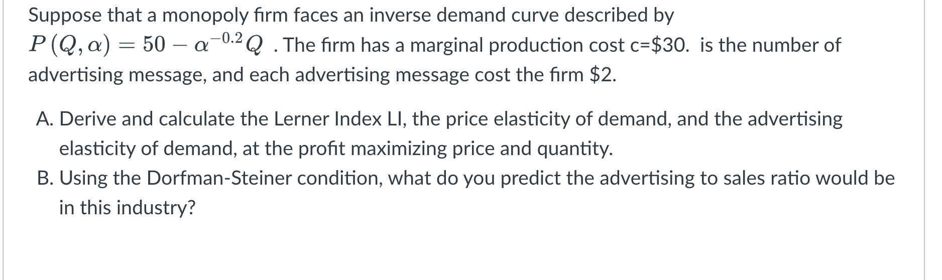 Solved Suppose that a monopoly firm faces an inverse demand | Chegg.com