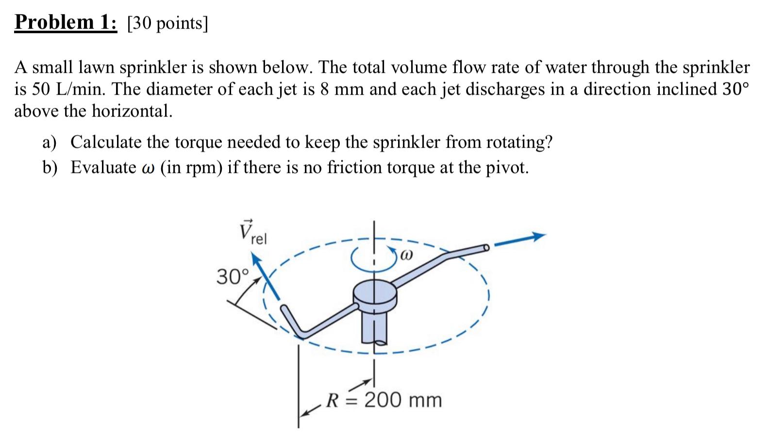 Solved Problem 1: [30 points] A small lawn sprinkler is | Chegg.com