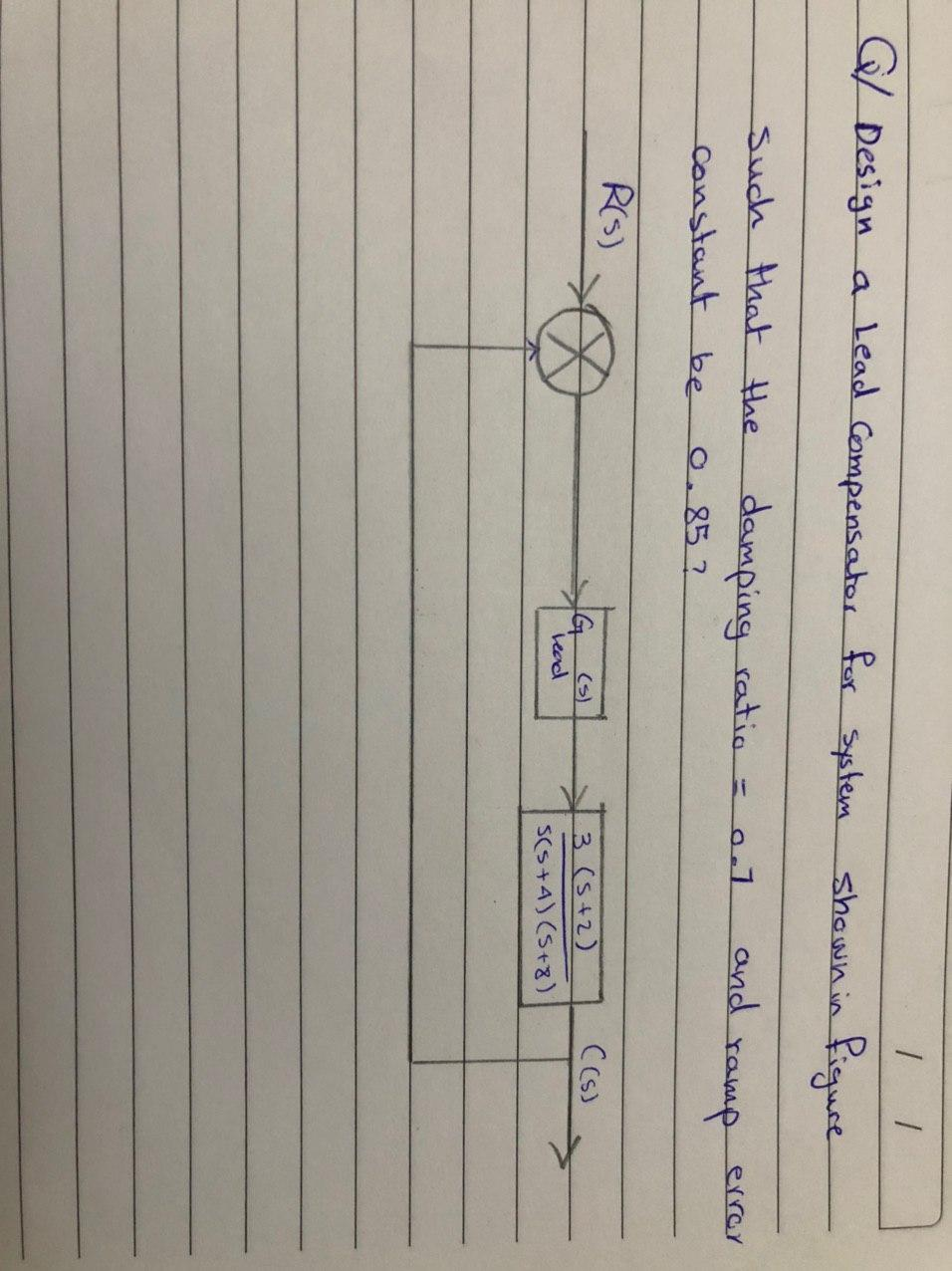 Solved // Q/ Design a Lead Compensator for system shown in | Chegg.com