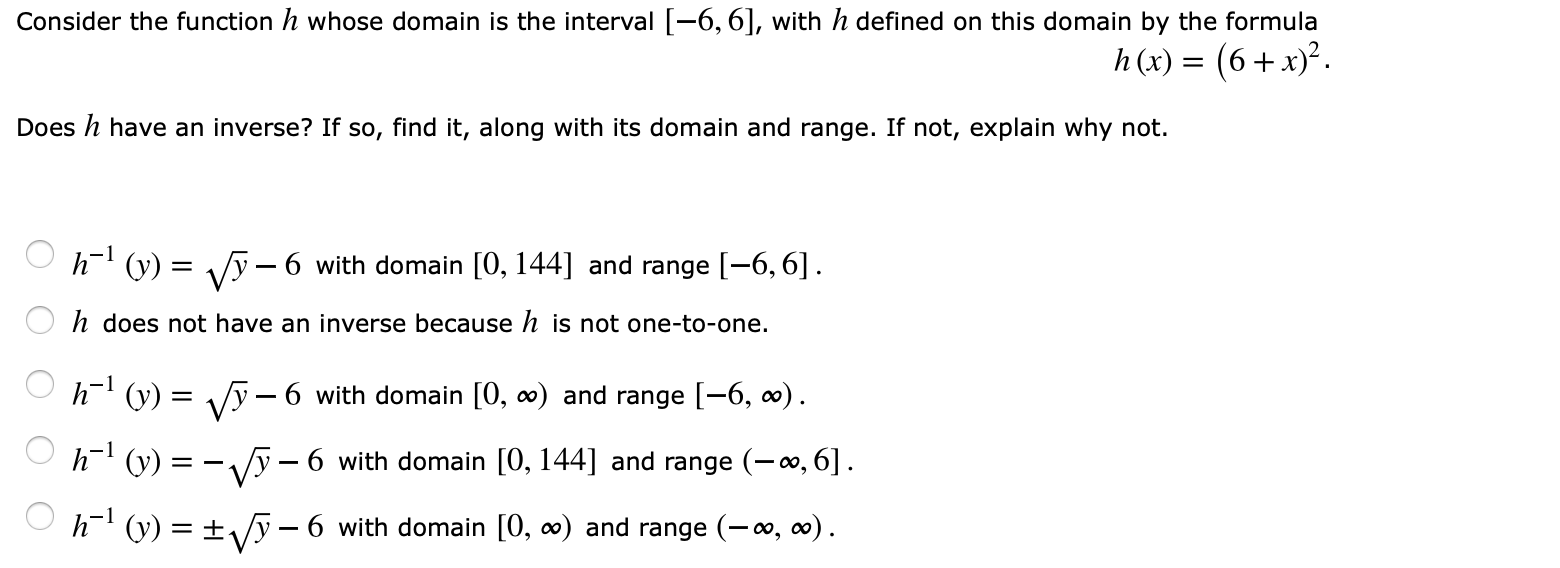 Solved Consider the function h whose domain is the interval | Chegg.com
