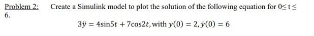 Solved roblem 2: Create a Simulink model to plot the | Chegg.com