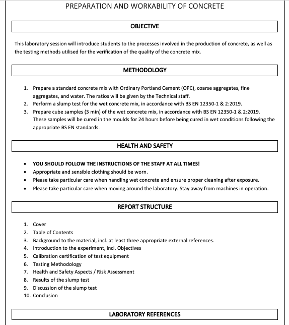 Solved PREPARATION AND WORKABILITY OF CONCRETE OBJECTIVE | Chegg.com
