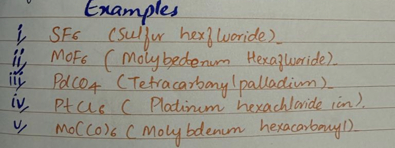 ExamplesSFG (Sulfur hexfworide)ii) ﻿MOF6 (Molybedenum | Chegg.com