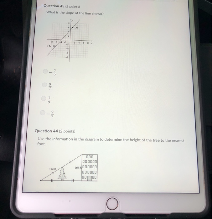 Solved Question 43 (2 points) What is the slope of the line | Chegg.com