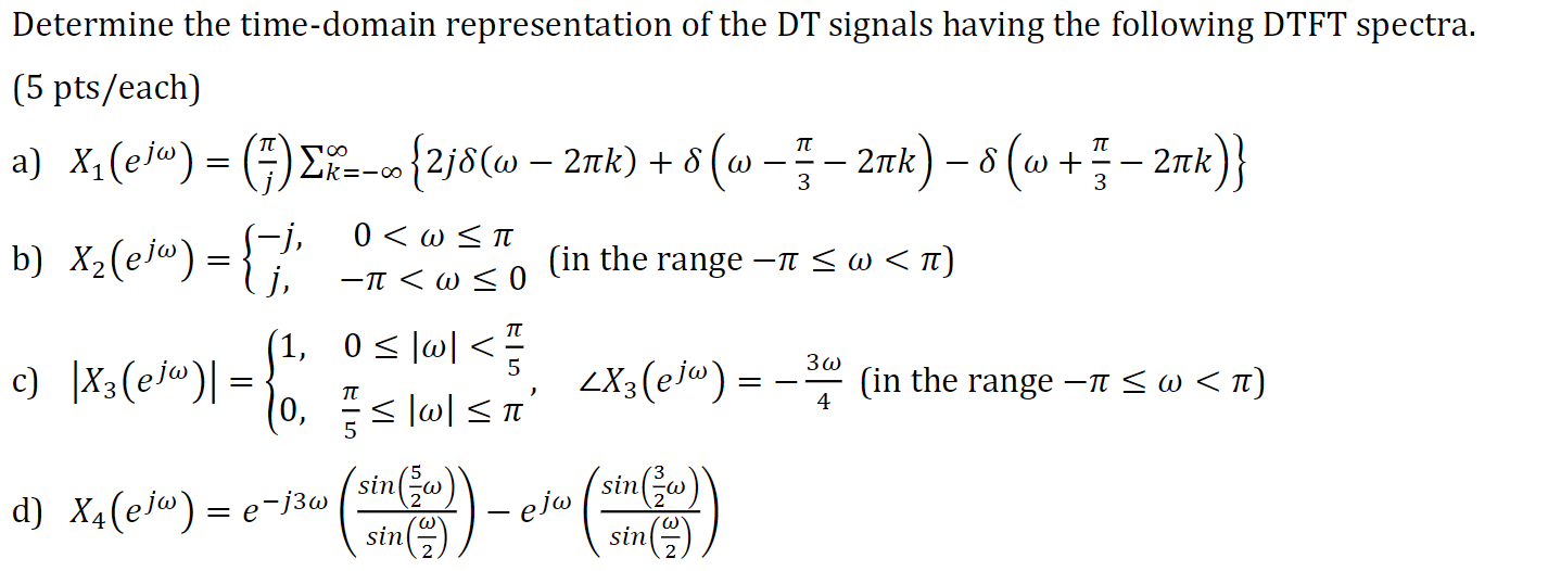 Solved Determine the time-domain representation of the DT | Chegg.com