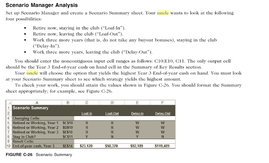 Scenario Manager Analysis Set up Scenario Manager and | Chegg.com