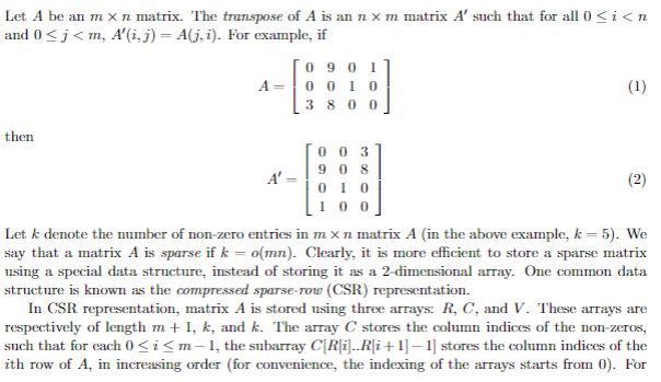 Let A be an m × n matrix. The transpose of A is an n | Chegg.com