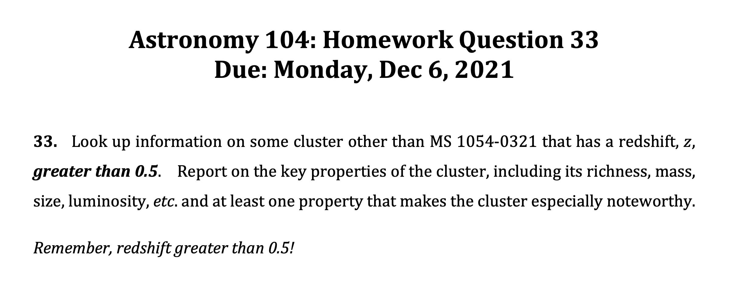 Solved Astronomy 104: Homework Question 33 Due: Monday, Dec | Chegg.com