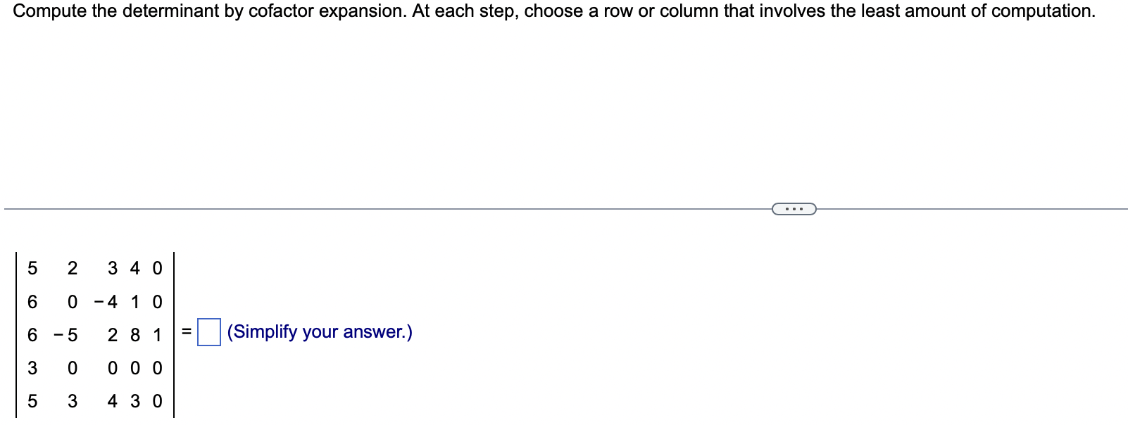 Solved ∣∣5663520−5033−42044180300100∣∣= | Chegg.com