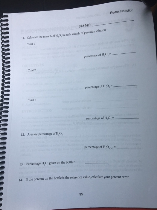 Solved Sec. NAME: REPORT SHEET 8 REDOX REACTION Calculate | Chegg.com