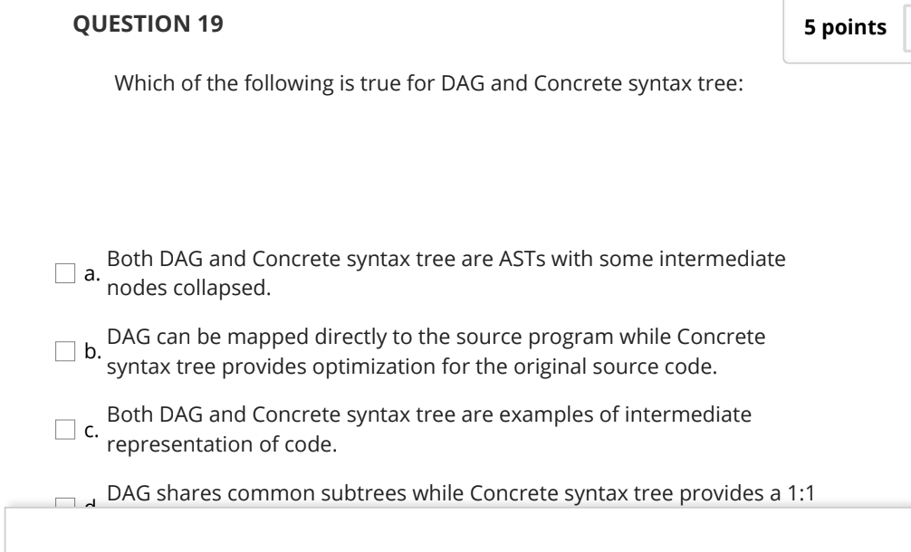 Solved QUESTION 19 5 points Which of the following is true | Chegg.com