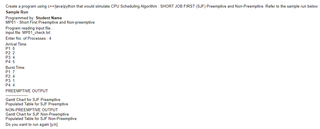 Solved Create A Program Using C Java Python That Would Chegg