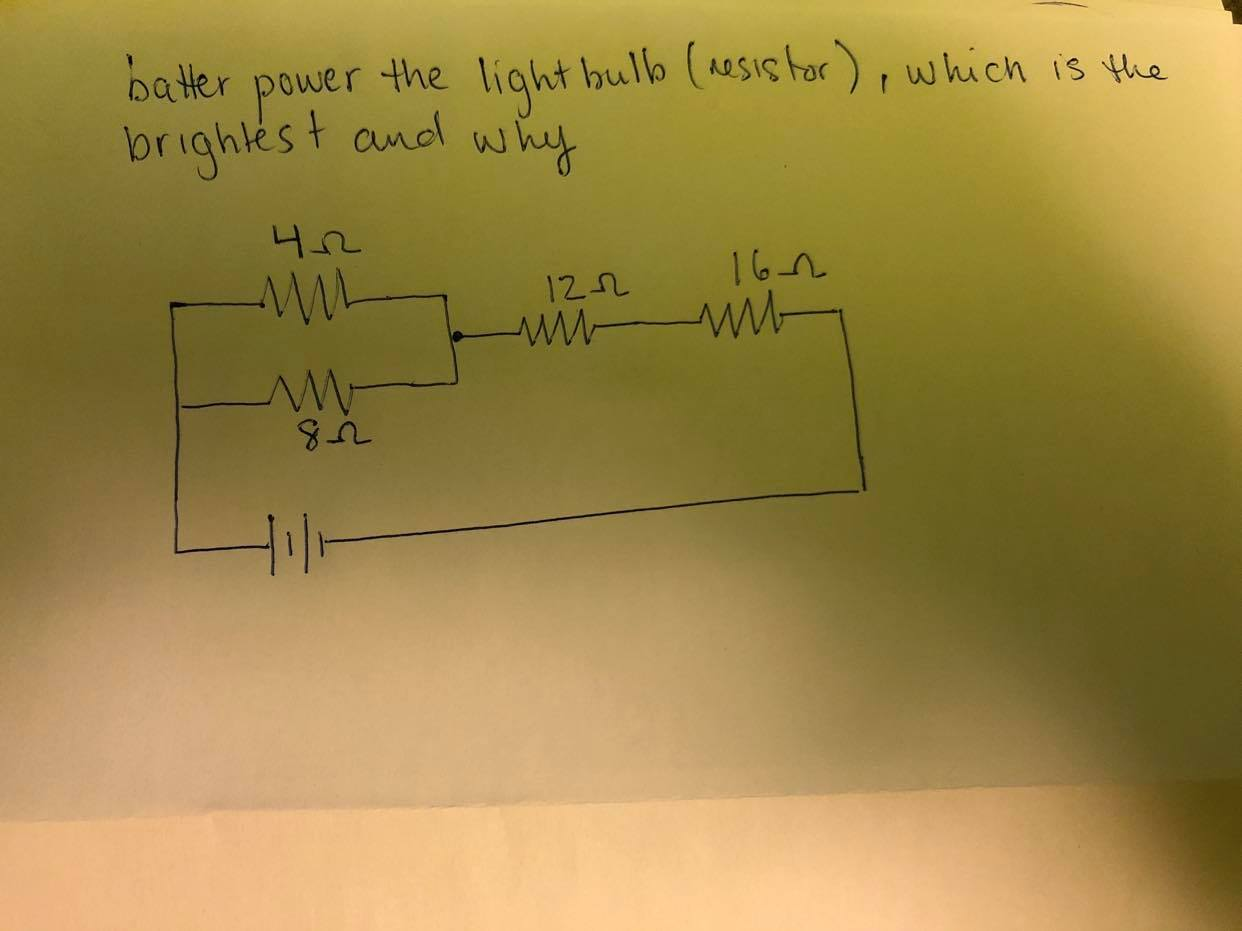 Solved batter the light bulb (resistor), which is the | Chegg.com