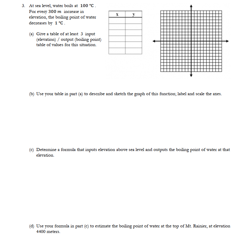Solved 3. At sea level, water boils at 100 °C. For every 300 | Chegg.com