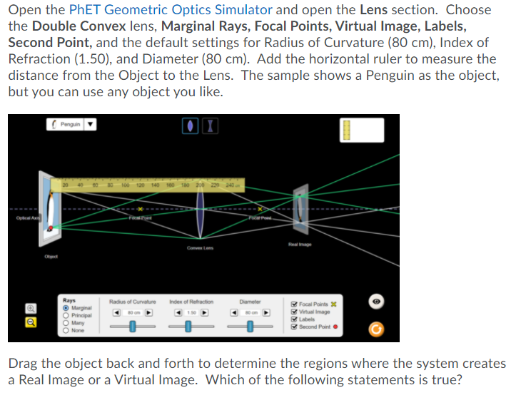 Solved PhET Geometric Optics Simulator options The | Chegg.com