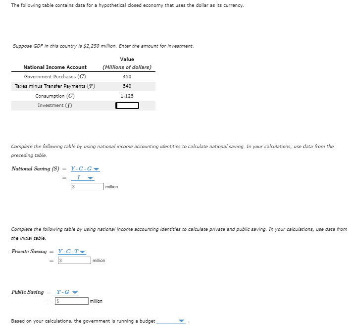 Solved The Following Table Contains Data For A Hypothetical 
