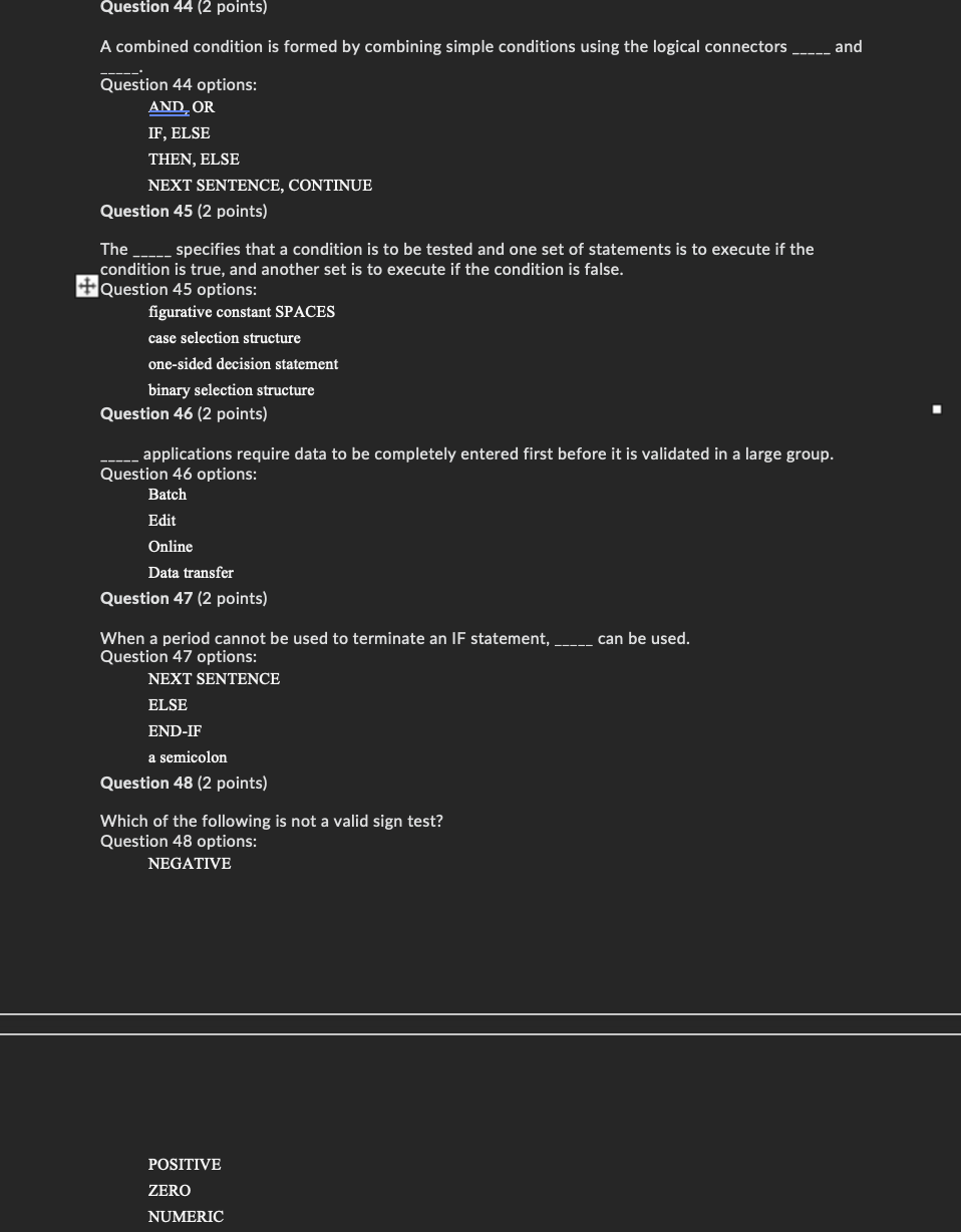 Solved Quiz Question 1 ( 2 points) Saved The _._._ statement | Chegg.com