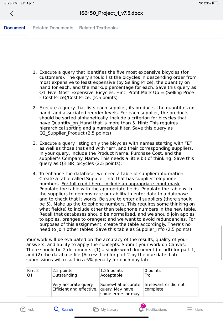 IS 3150 Introduction to Information Systems Project I | Chegg.com