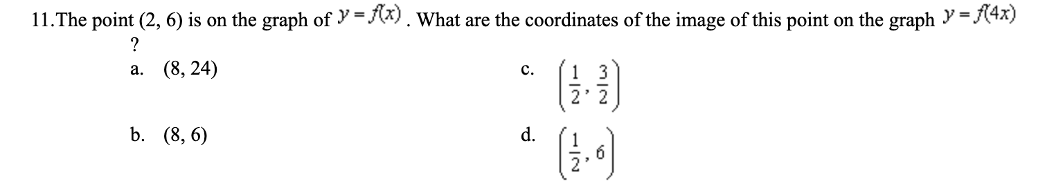 Solved 11. The point (2,6) is on the graph of y = f(x). What | Chegg.com