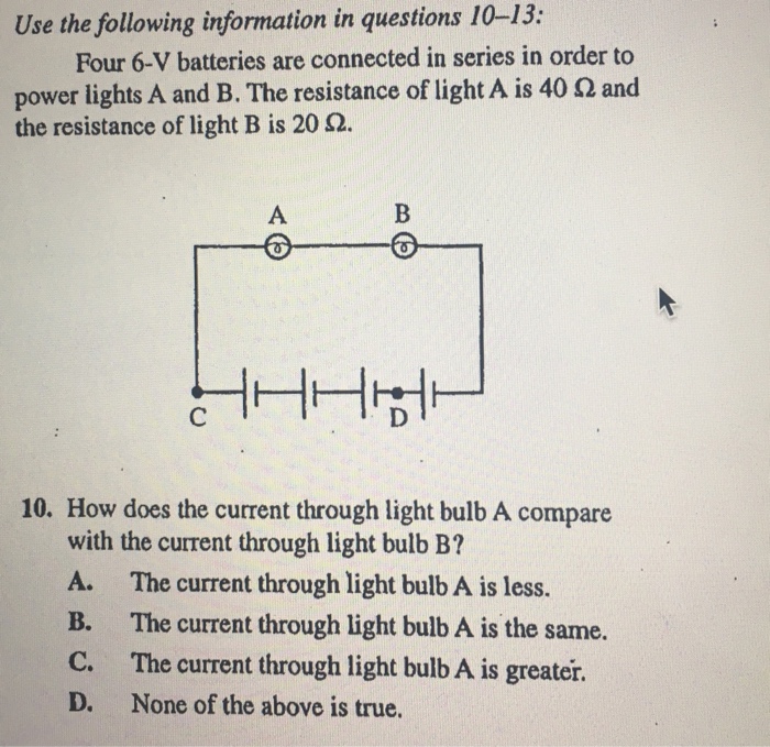 Solved Use the following information in questions 10-13: | Chegg.com