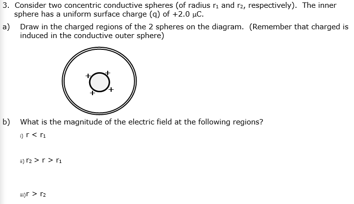 Solved 3. Consider two concentric conductive spheres (of | Chegg.com