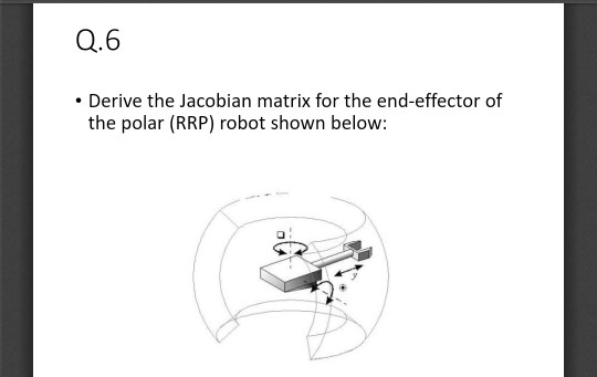 Q.6 • Derive the Jacobian matrix for the end-effector | Chegg.com