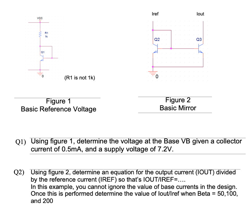 Iref lout w Q2 Q3 - 0 . . (R1 is not 1k) Figure 1 | Chegg.com