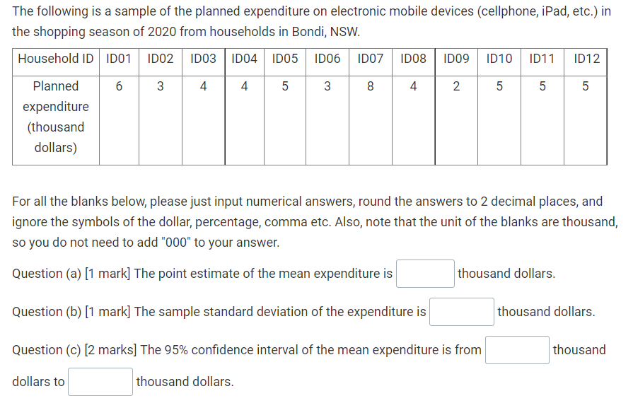 Solved The following is a sample of the planned expenditure | Chegg.com
