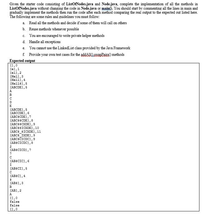 Solved c. Given the starter code consisting of | Chegg.com