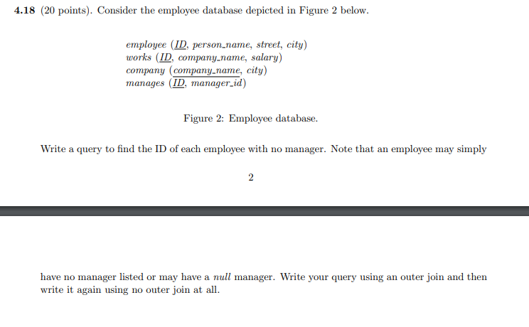 Solved 4.17 (20 points). Express the following query in SQL | Chegg.com