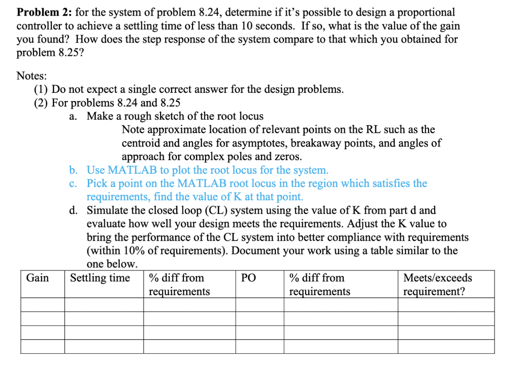 Solved Problem 2: for the system of problem 8.24, determine | Chegg.com