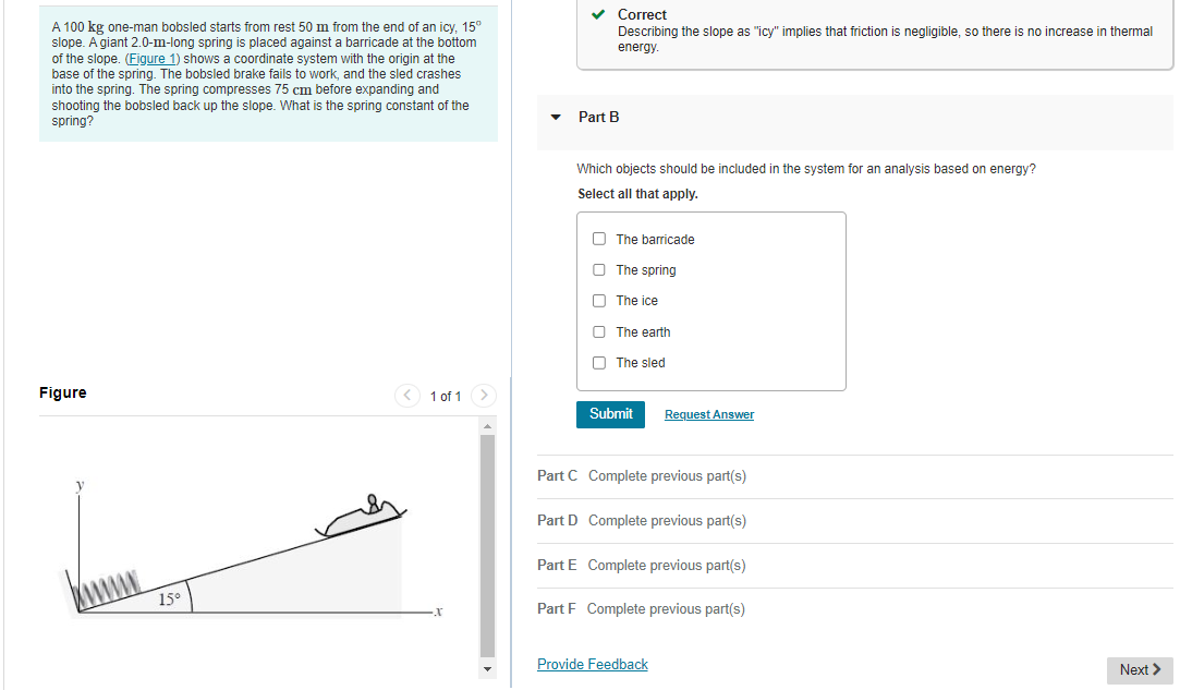 A 100 kg one-man bobsled starts from rest 50 m from | Chegg.com