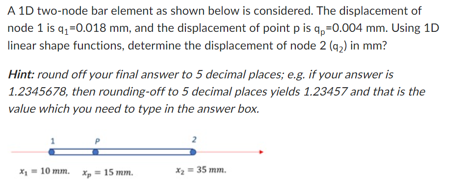 Solved A 1D two-node bar element as shown below is | Chegg.com