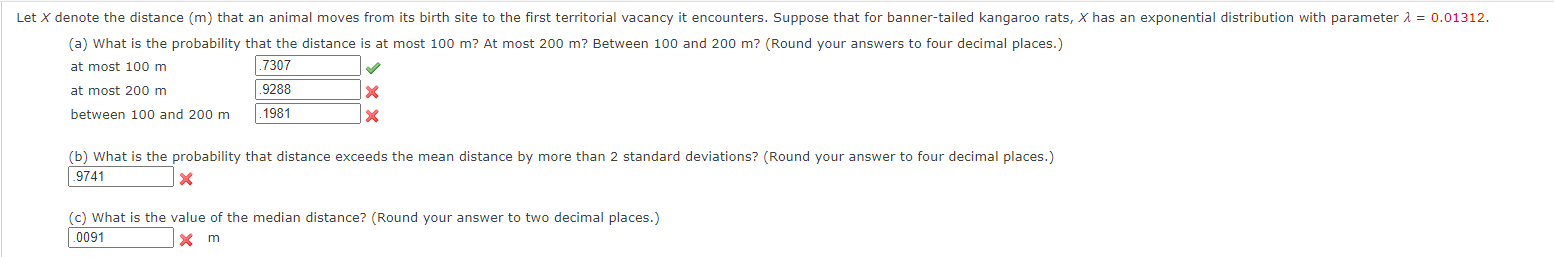 (a) What is the probability that the distance is at | Chegg.com