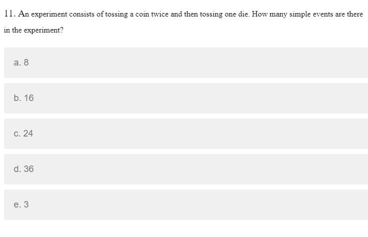 Solved 11. An experiment consists of tossing a coin twice | Chegg.com