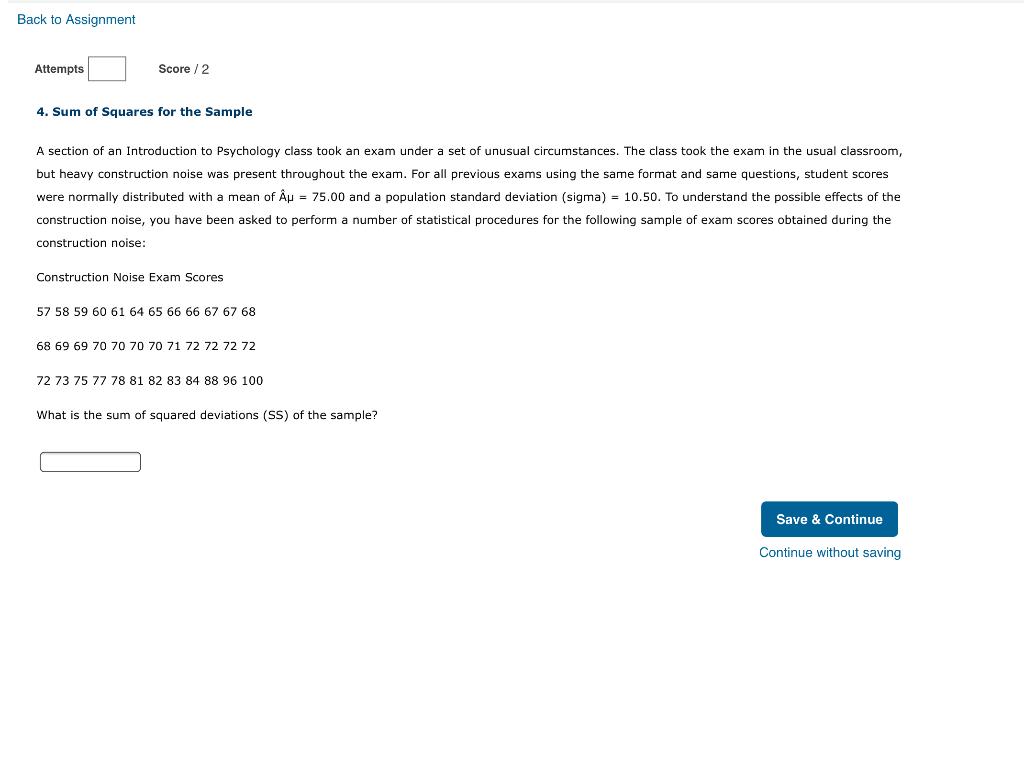Solved Back to Assignment Attempts Score / 2 4. Sum of | Chegg.com