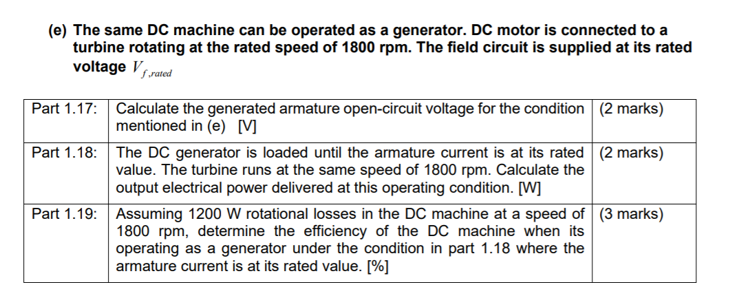 Solved DC motor no-load current at rated speed [A] Armature | Chegg.com