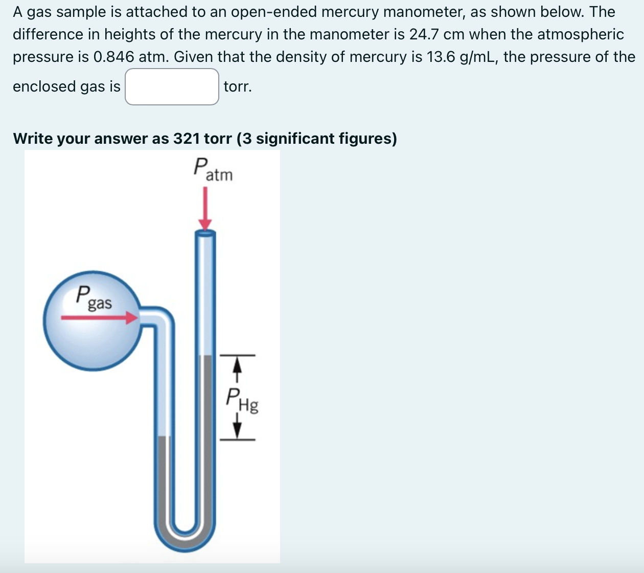 Solved A gas sample is attached to an open-ended mercury | Chegg.com