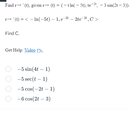 Solved Find r→′(t), given | Chegg.com