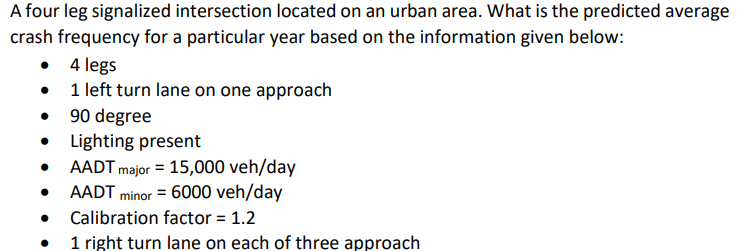 Solved A four leg signalized intersection located on an | Chegg.com