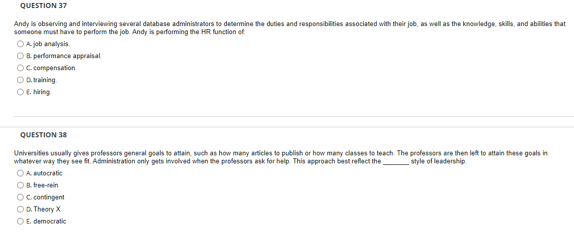 Solved QUESTION 37 Andy is observing and interviewing | Chegg.com