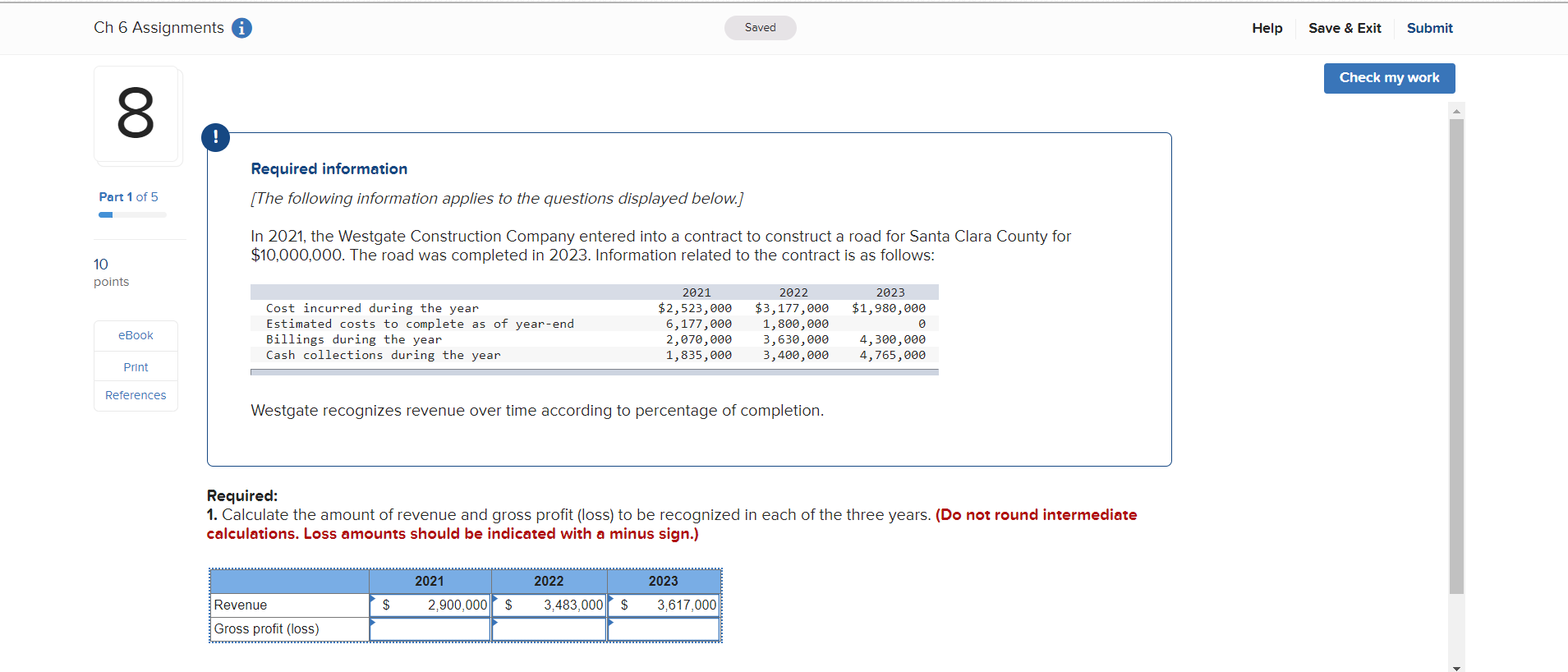 Solved Ch 6 Assignments i Saved Help Save & Exit Submit | Chegg.com Solved Ch 6 Assignments i Saved Help Save & Exit Submit | Chegg.com