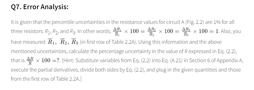 Solved Q7. Error Analysis: Ri It is given that the | Chegg.com