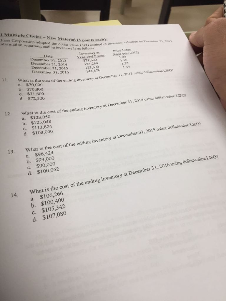 Solved I Multiple Choice - New Material (3 points each ross | Chegg.com