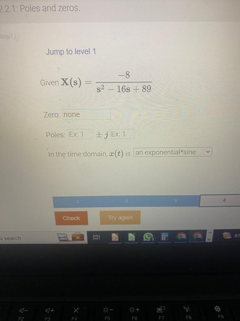 Solved 2.2.1: Poles and zeros. Jump to level 1 Given | Chegg.com